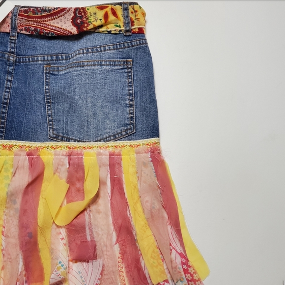 Crest | Skirts | Crest Jeans Half Demin Half Sheer Fringe Skirt Summer ...